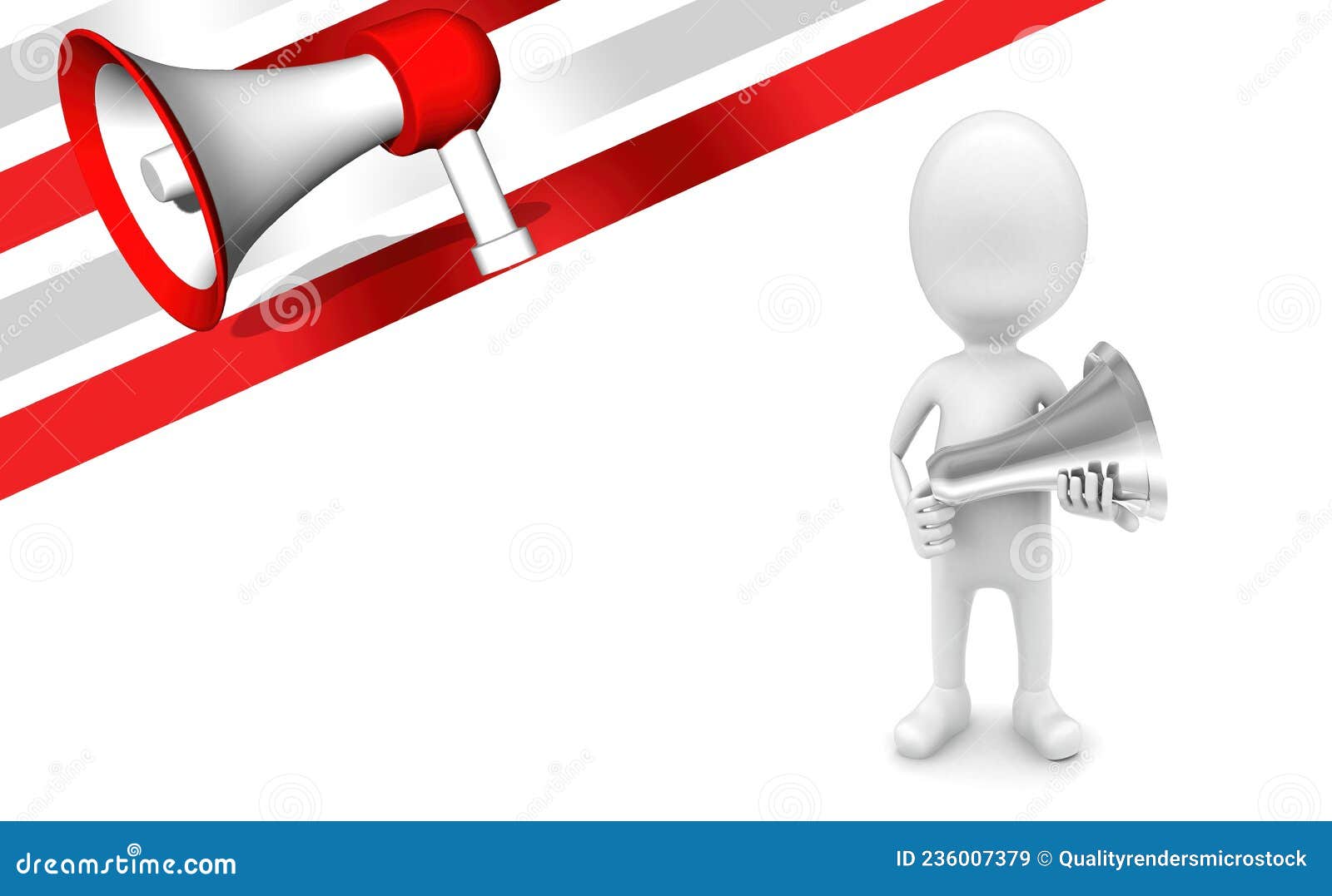 3d Man Holding a Megaphone in Hand Concept Stock Illustration ...