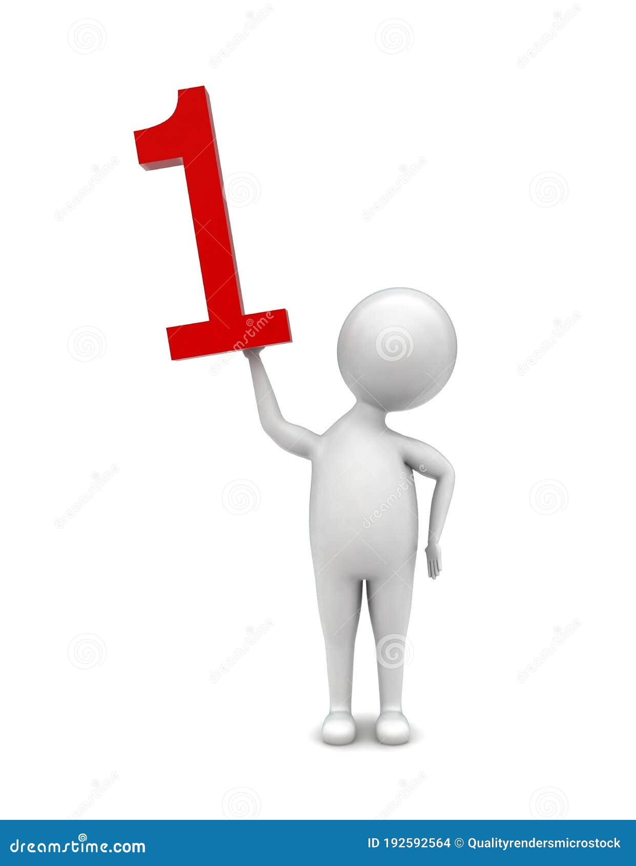 3d Man Holding 1 Number in Hands Concept Stock Illustration ...