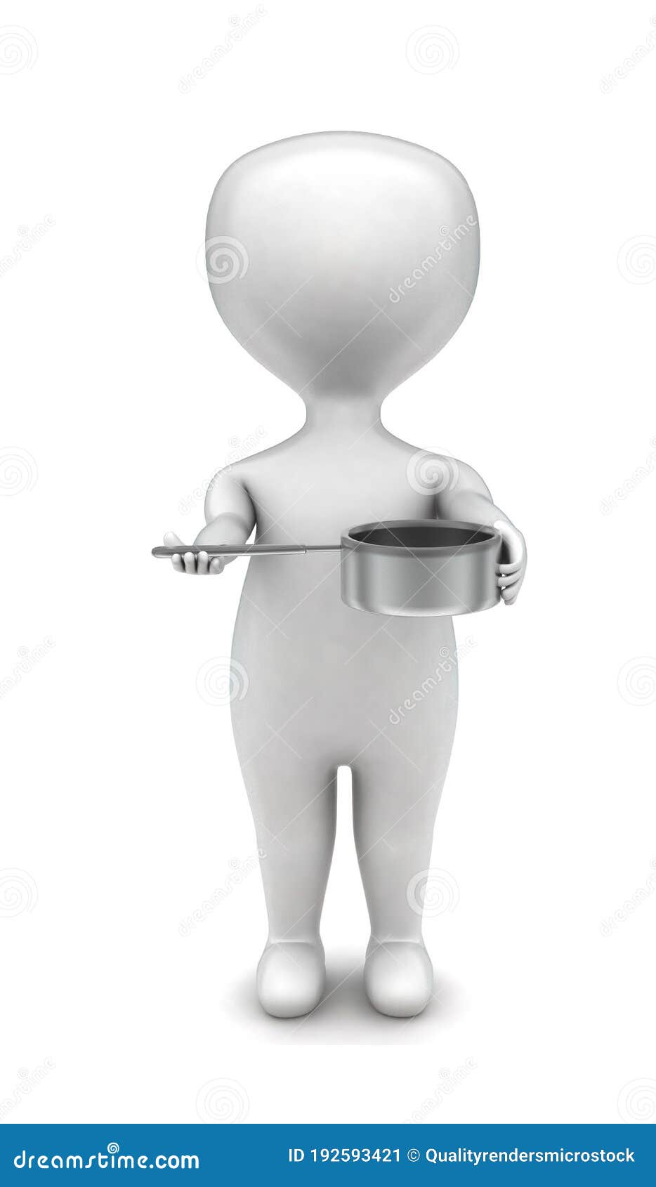 3d Man Holding a Pan in Hand Concept Stock Illustration - Illustration ...