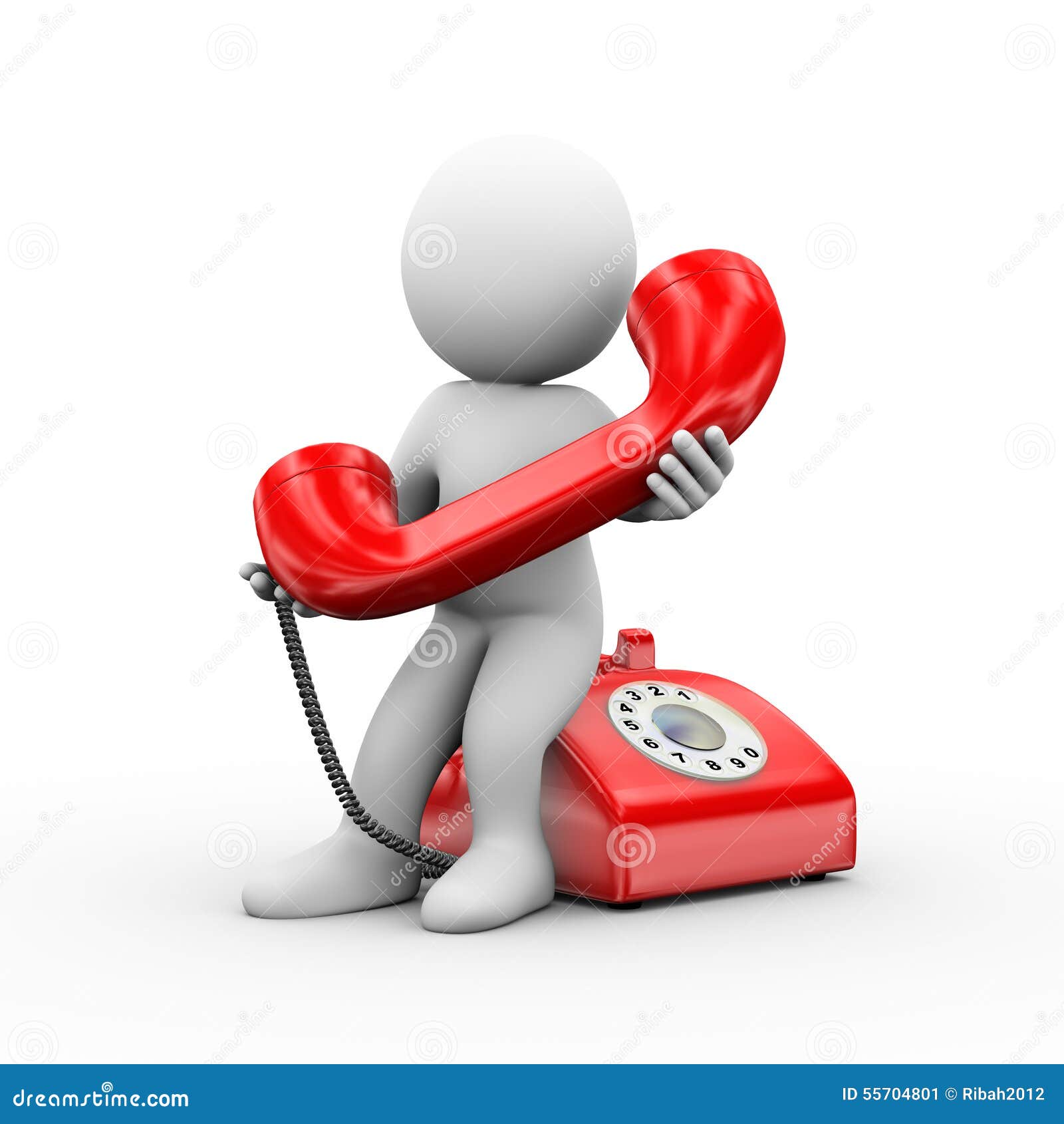 3d Man Holding Phone Stock Illustration Illustration Of Hotline 55704801
