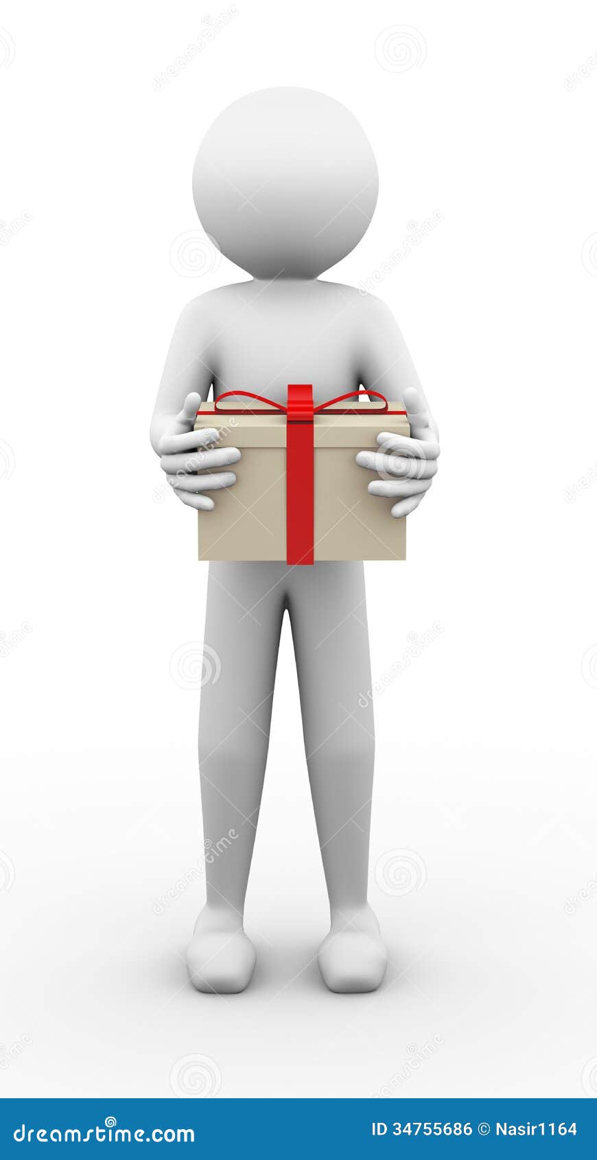 3d Man Holding Present Gift Box Illustration Stock Illustration ...