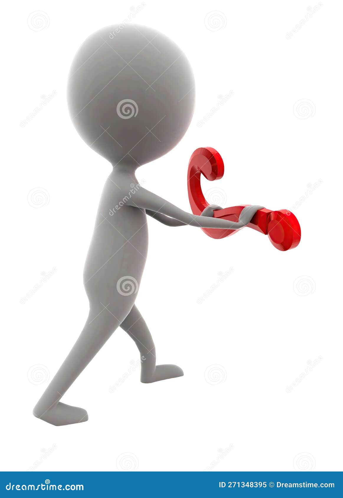 3d Man Holding Question Mark Concept Stock Illustration - Illustration ...