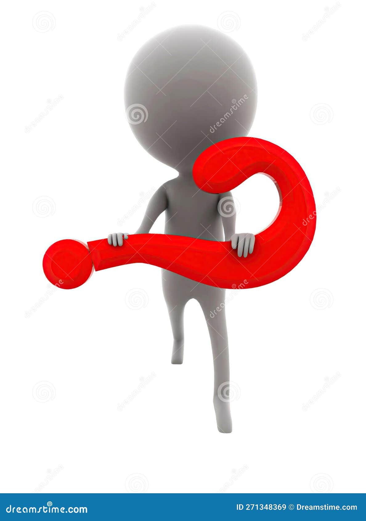 3d Man Holding Question Mark Concept Stock Illustration - Illustration ...