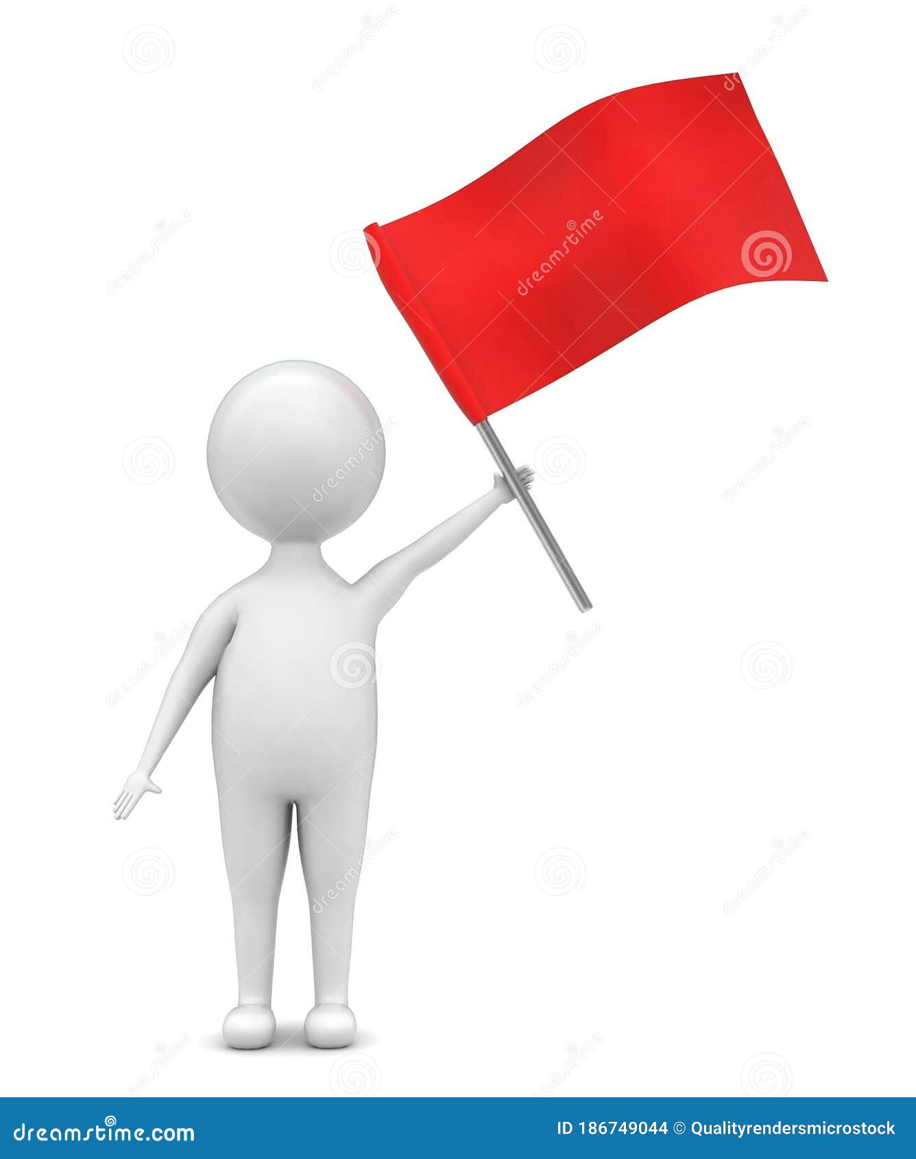 3d Man Holding a Red Flag in Hands Concept Stock Illustration ...