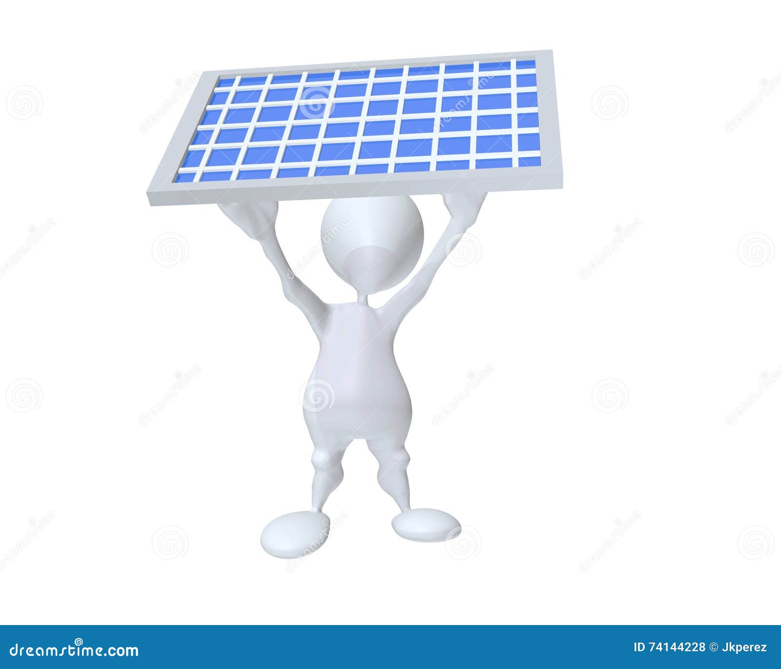 3d Man Holding a Solar Panel for Clean Power Conservation Stock ...