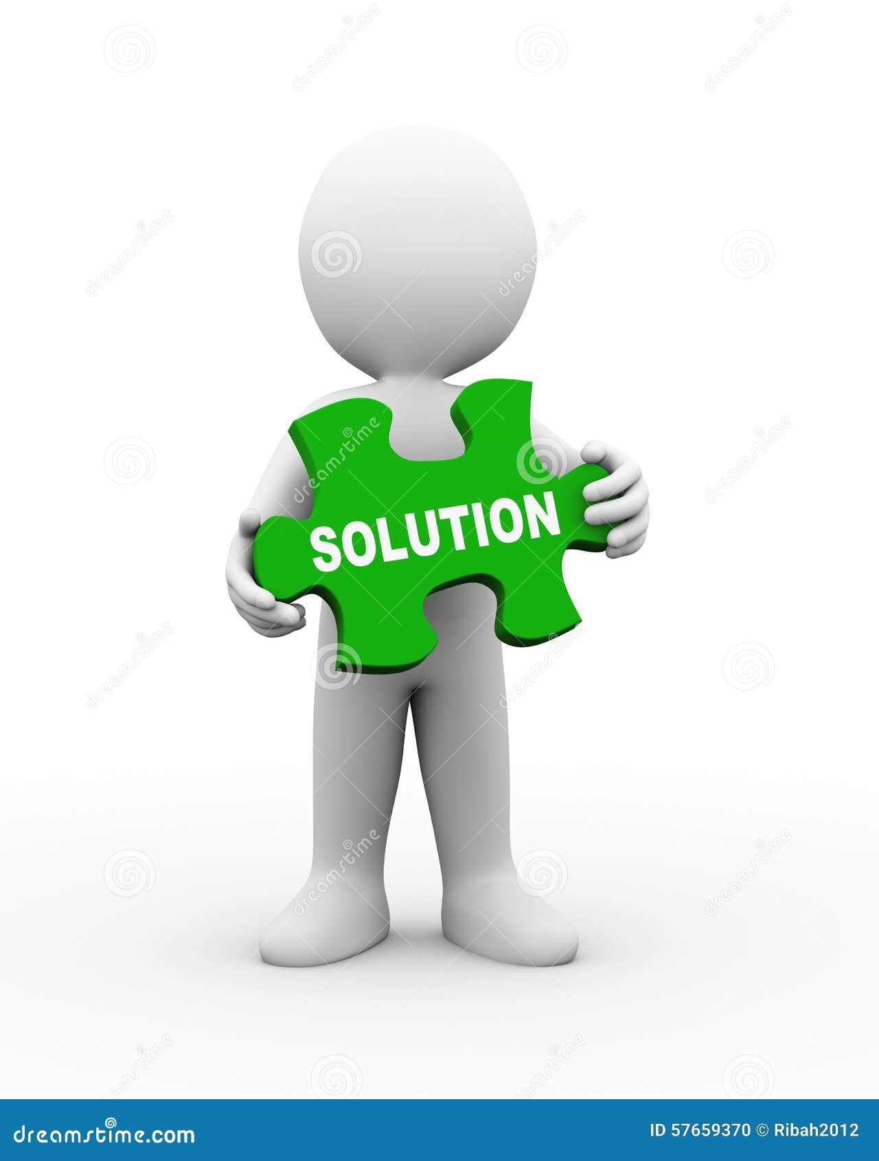 3d Man Holding Solution Puzzle Piece Stock Illustration - Illustration ...