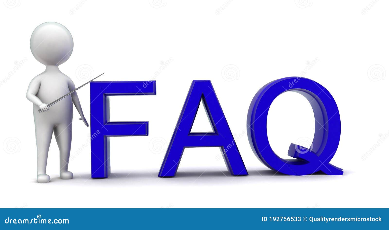 3d Man Holding a Stick in Hands and Presenting Faq Concept Stock ...