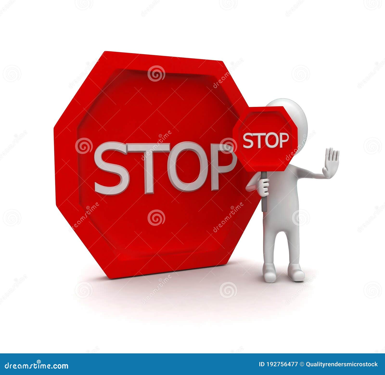 3d Man Holding a Stop Sign Board Concept Stock Illustration ...