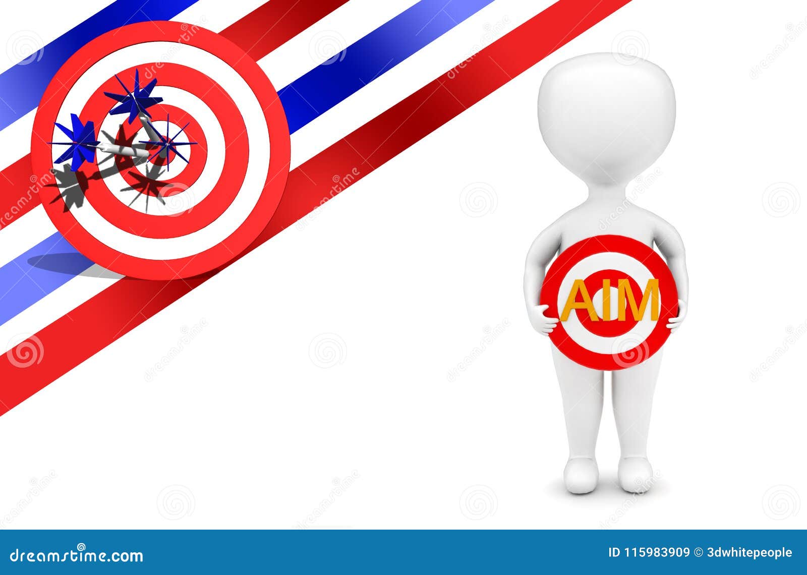 3d Man Holding Target with Aim Text on it Concept Stock Illustration ...