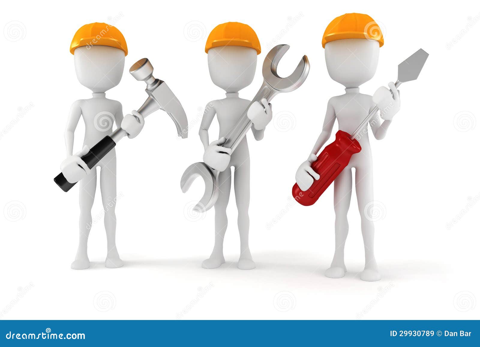 3d man holding tools stock illustration. Illustration of render - 29930789
