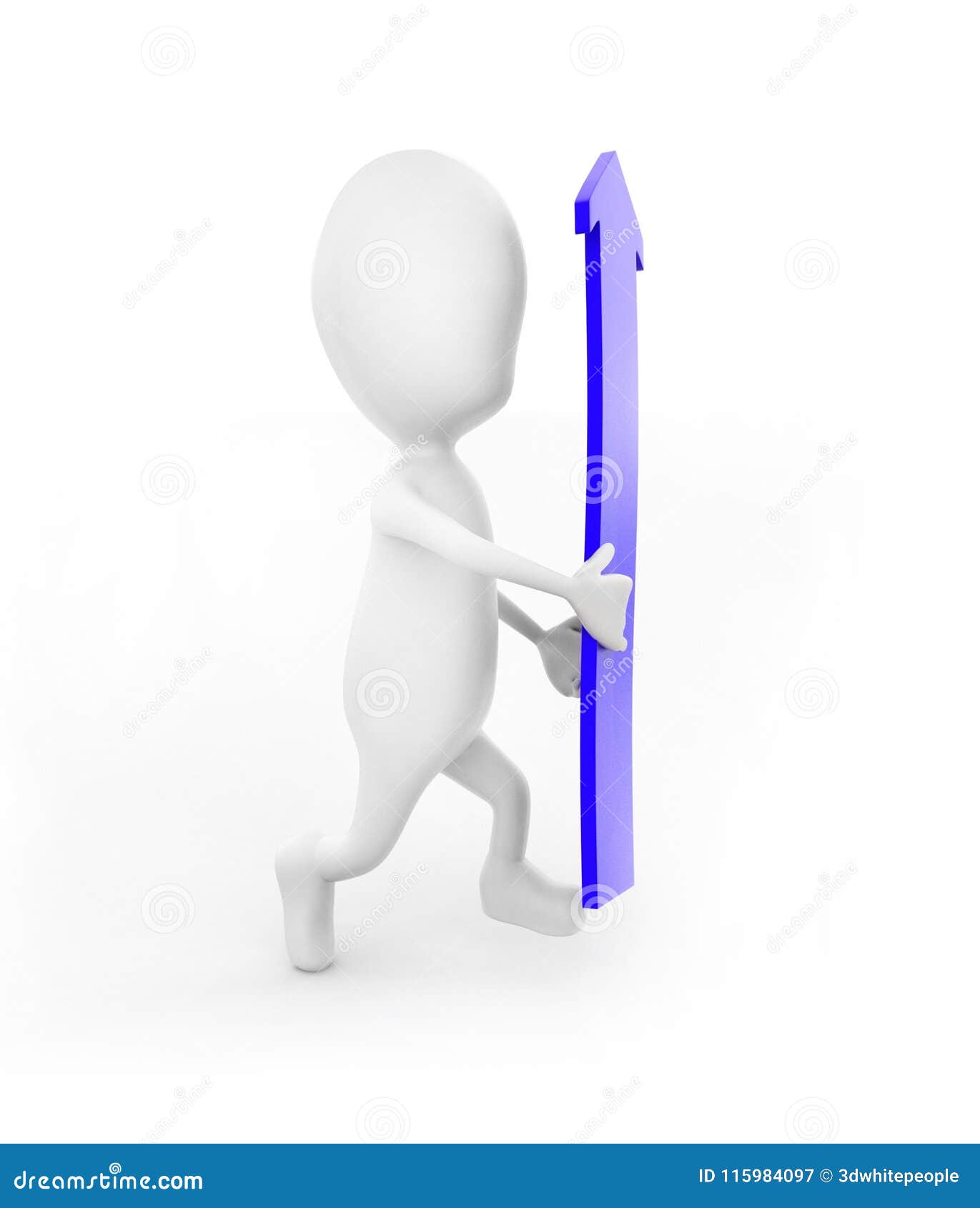 3d Man Holding a Upward Arrow in Hands Concept Stock Illustration ...