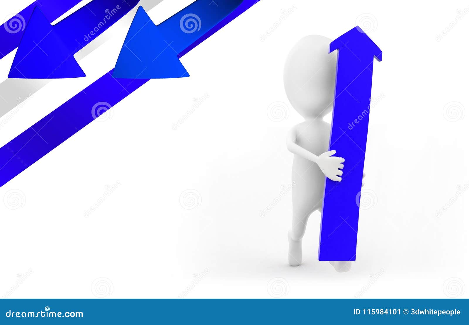 3d Man Holding a Upward Arrow in Hands Concept Stock Illustration ...