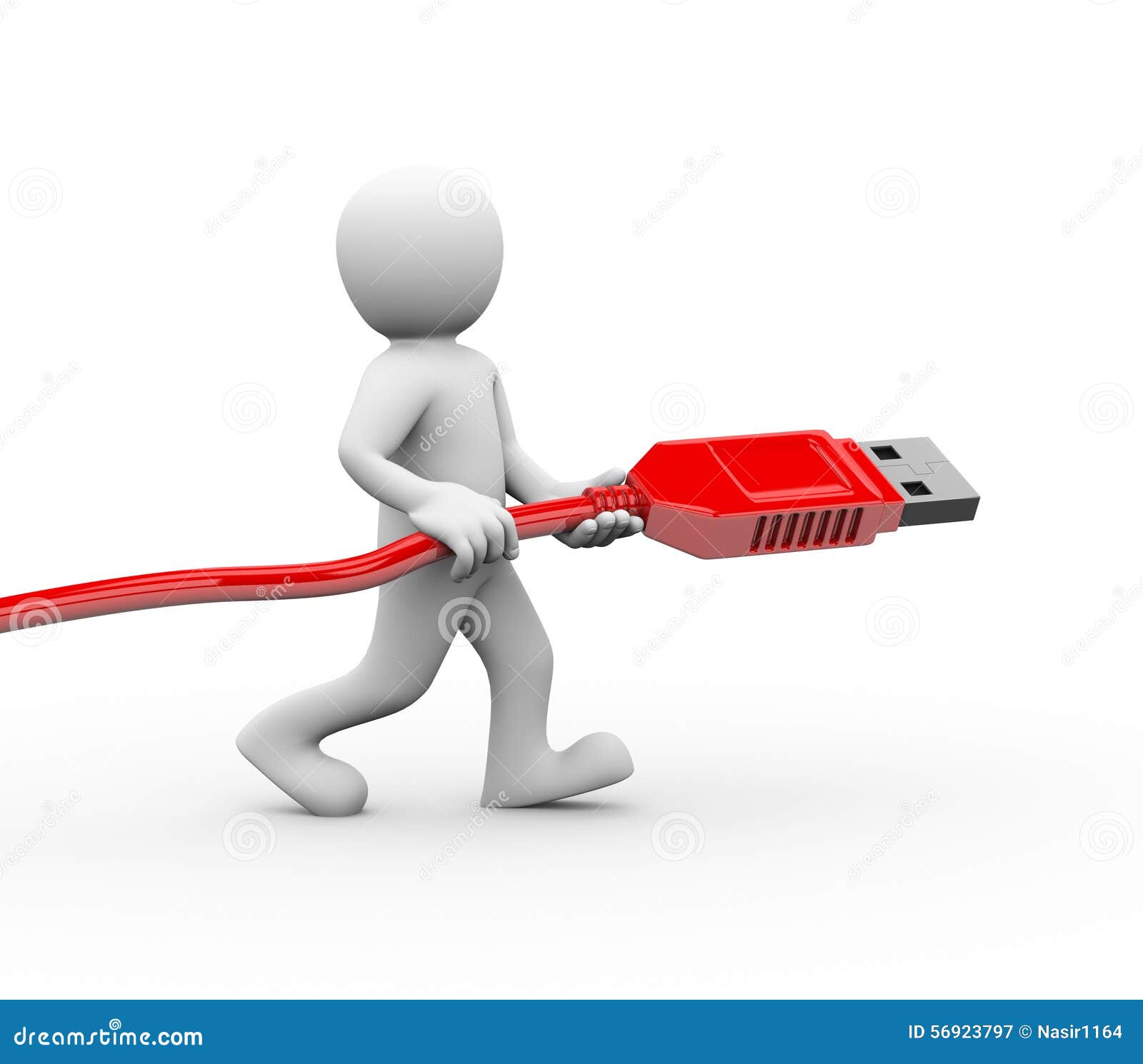 3d Man Holding Usb Connector Stock Illustration - Illustration of idea ...