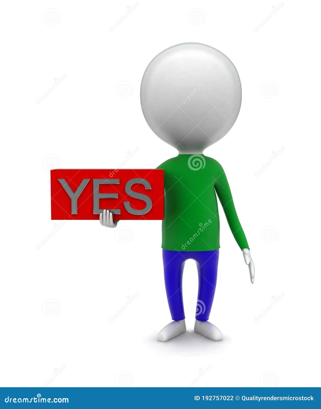 3d Man Holding Yes Text in a Box in His Hands Concept Stock ...