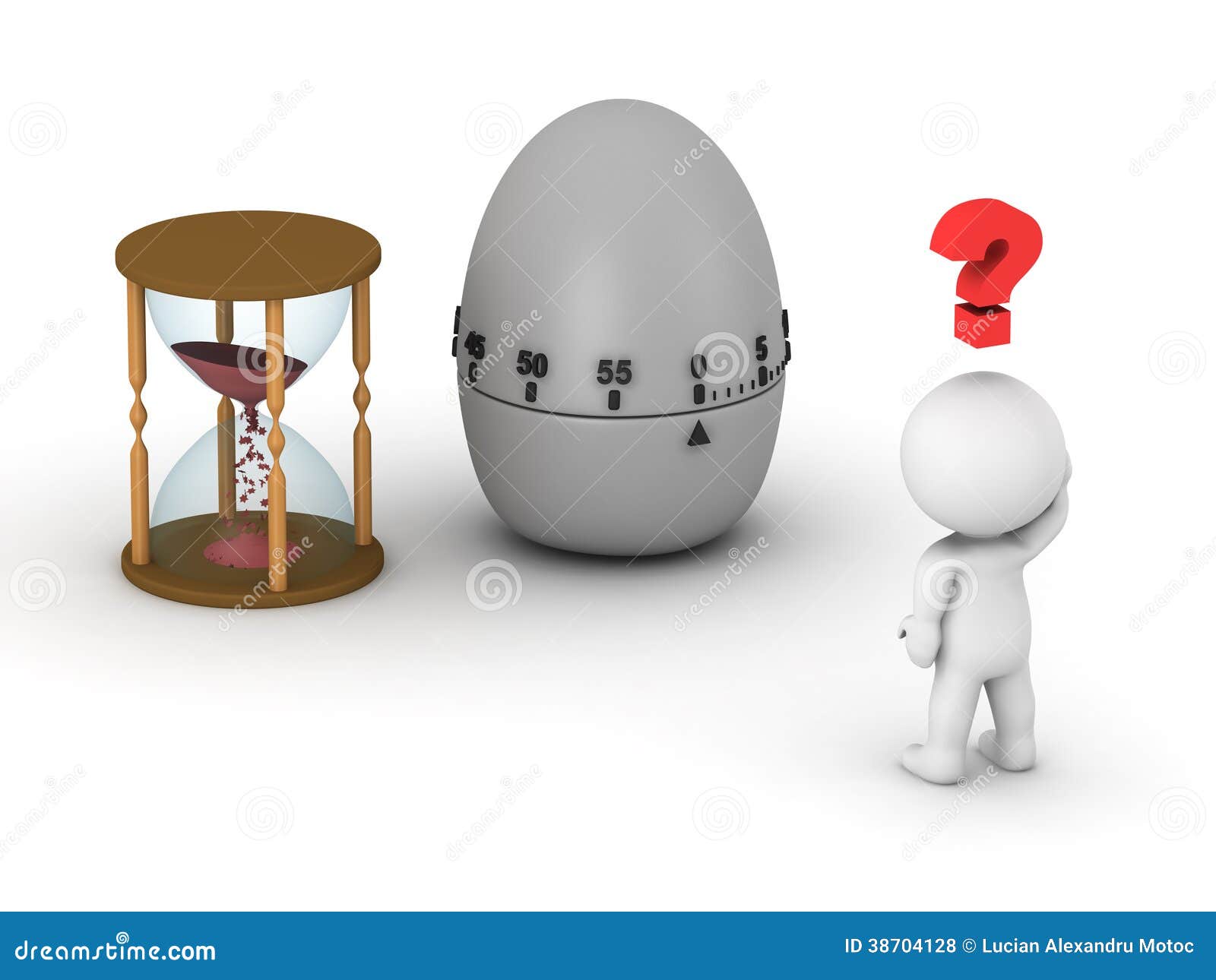 3D Man with Hourglass and Egg Timer Stock Illustration - Illustration ...