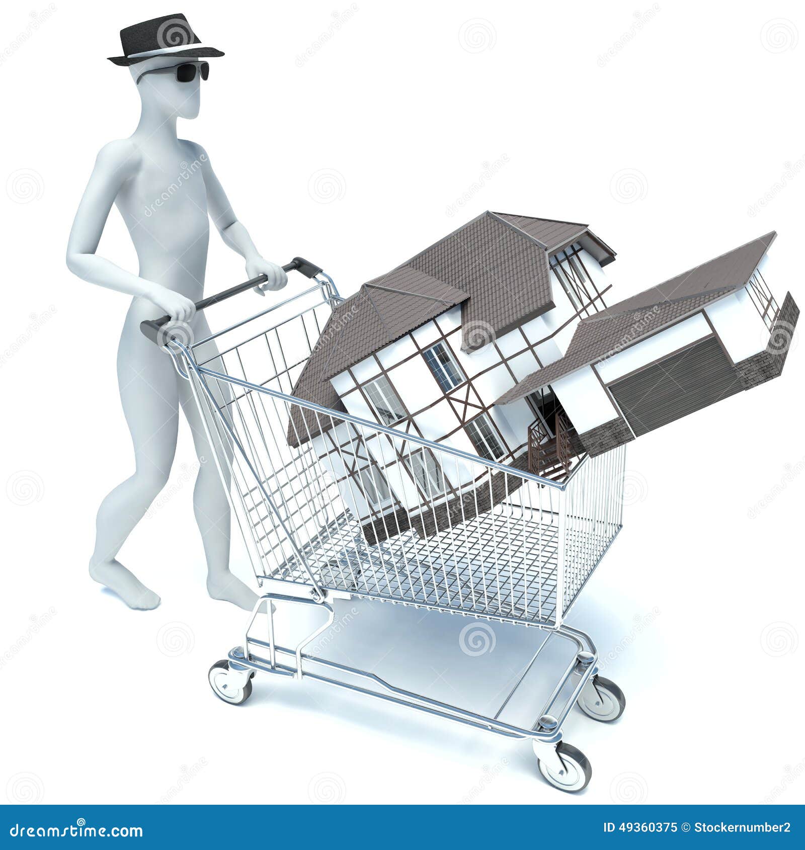 3d man and house stock illustration. Illustration of people - 49360375