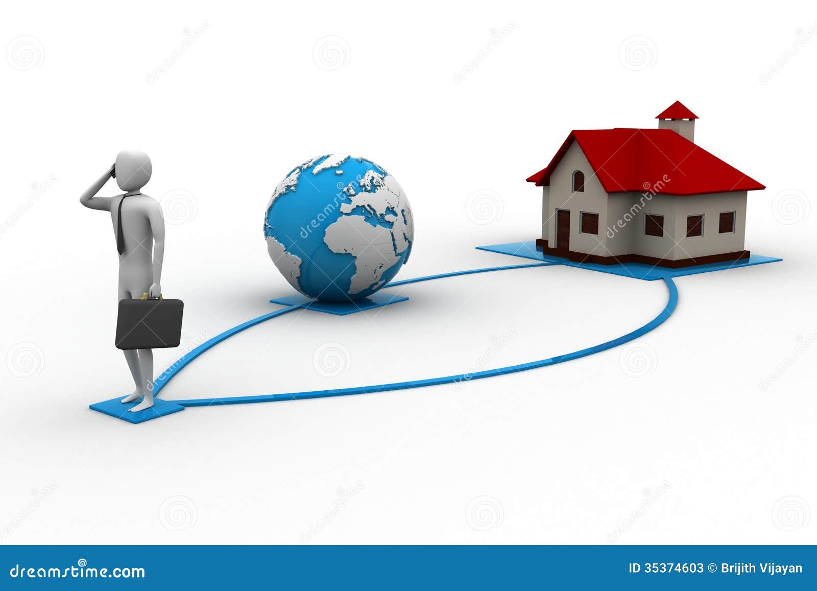3d man with house stock illustration. Illustration of people - 35374603
