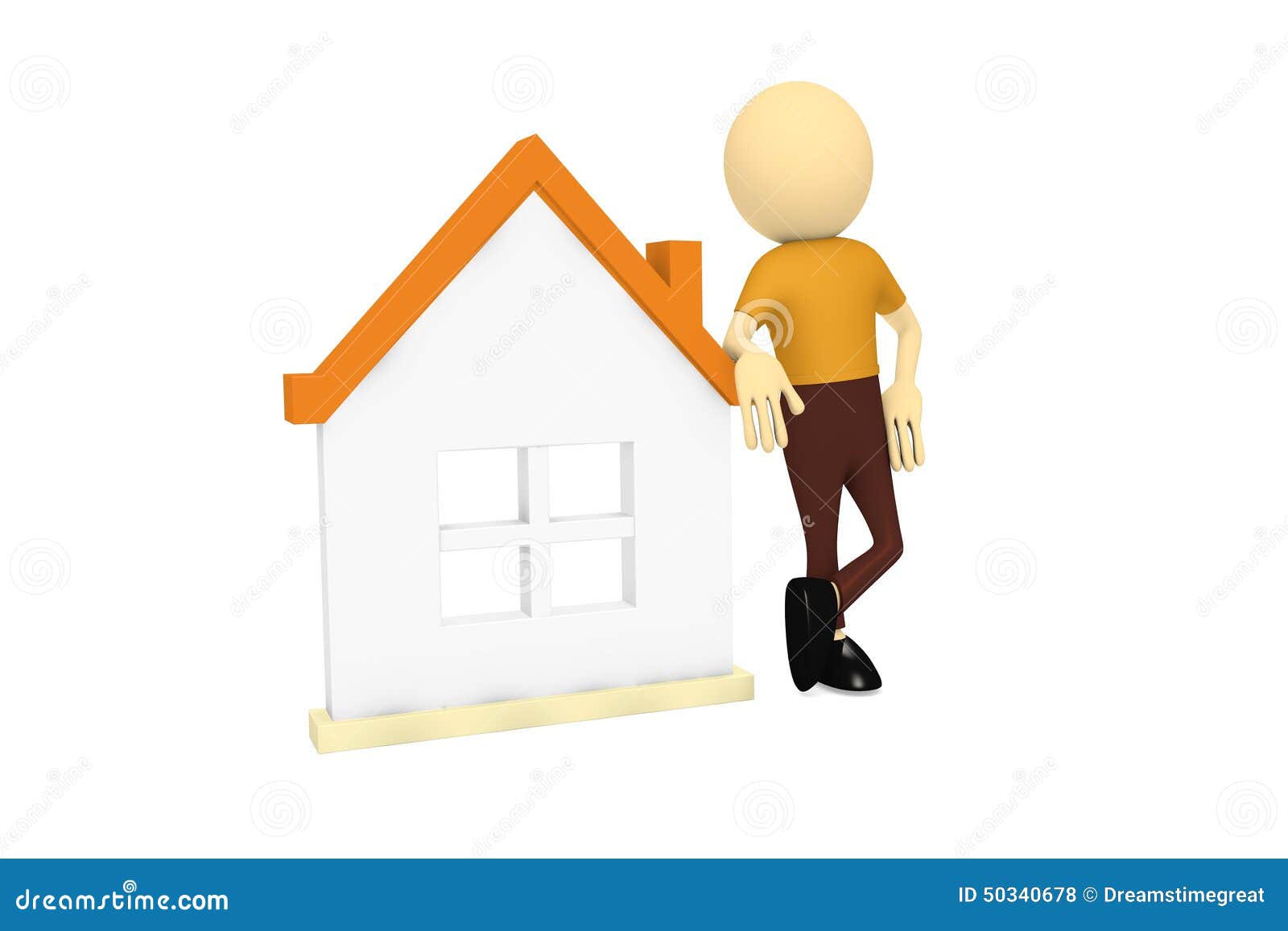 3d man with house stock illustration. Illustration of property - 50340678
