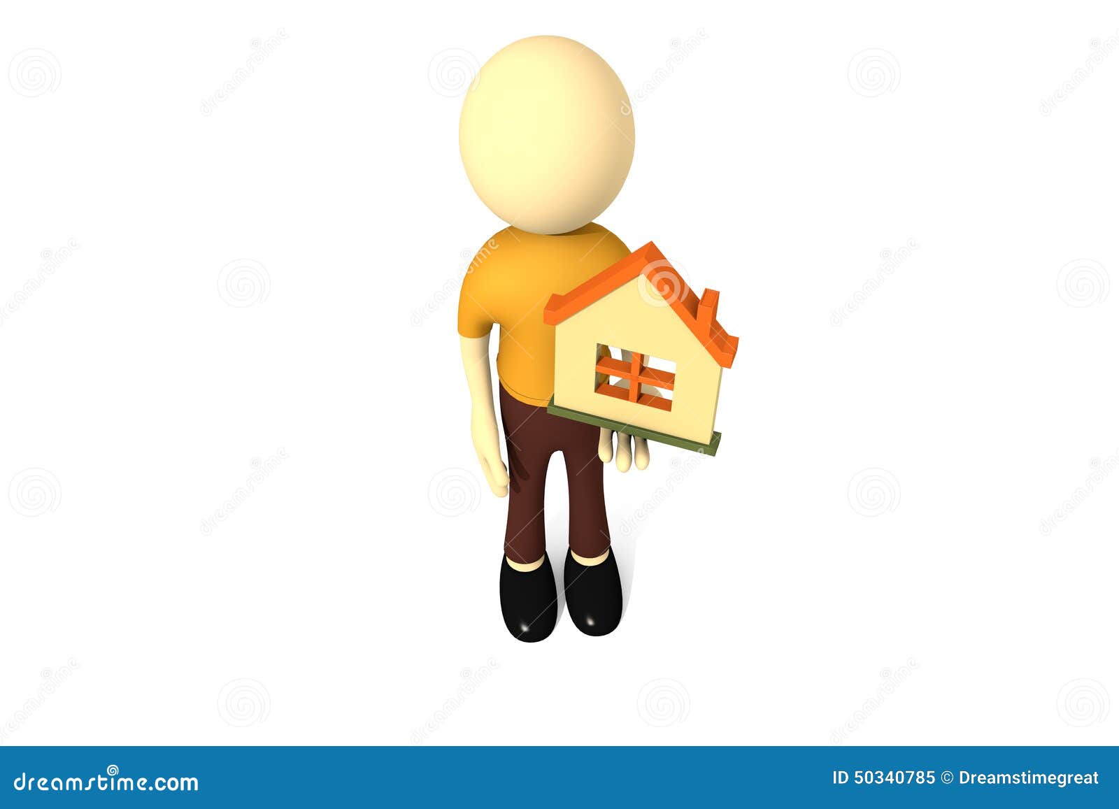 3d man with house stock illustration. Illustration of finance - 50340785