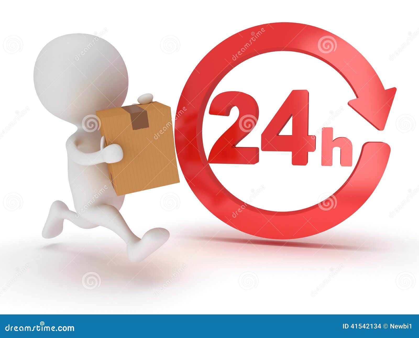 3d Man Icon Running with a Box in His Hand Stock Illustration ...