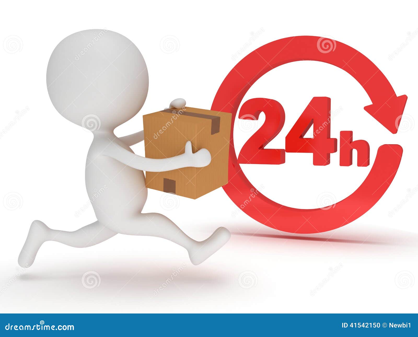 3d Man Icon Running with a Box in His Hand Stock Illustration ...