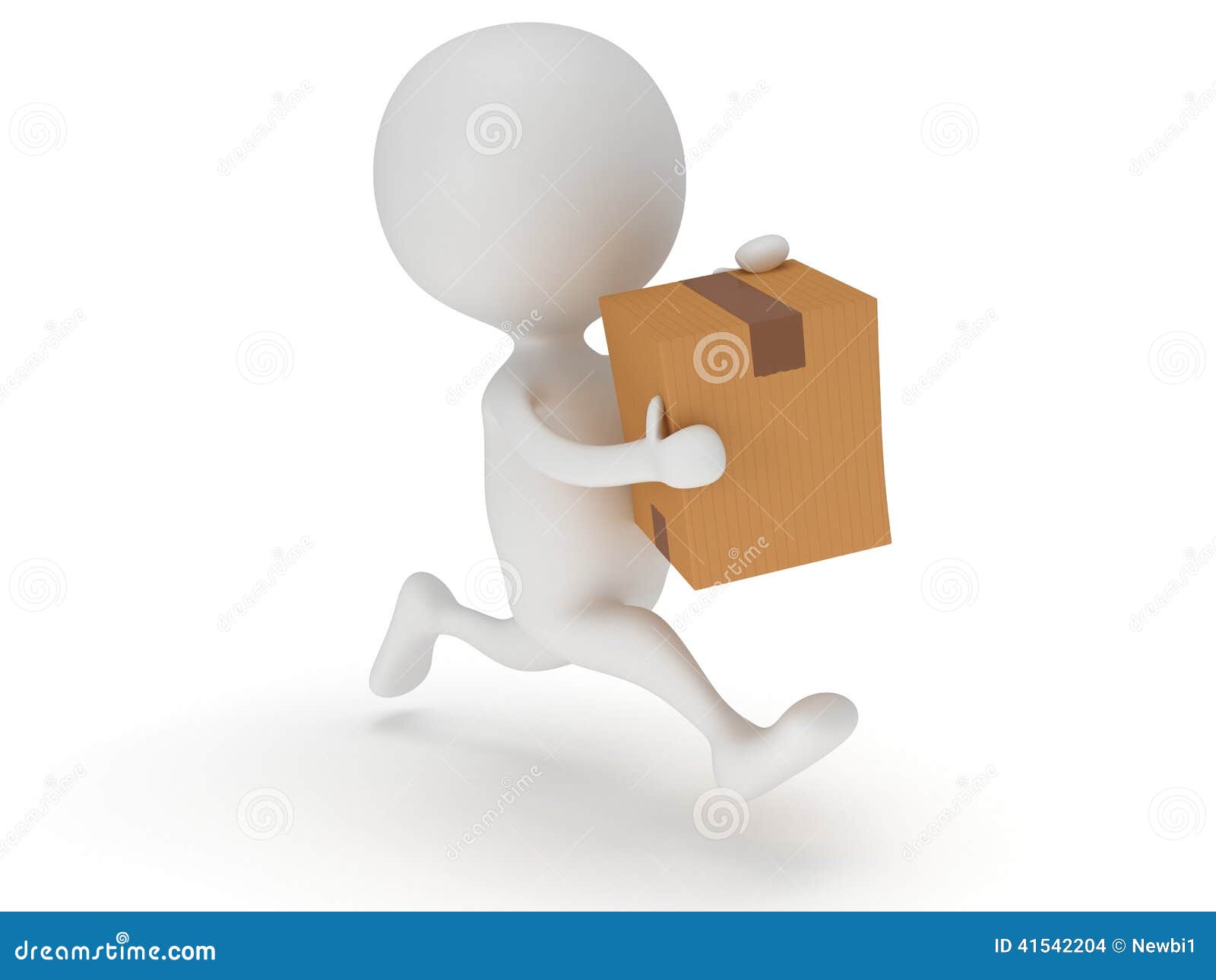 3d Man Icon Running with a Box in His Hand Stock Illustration ...