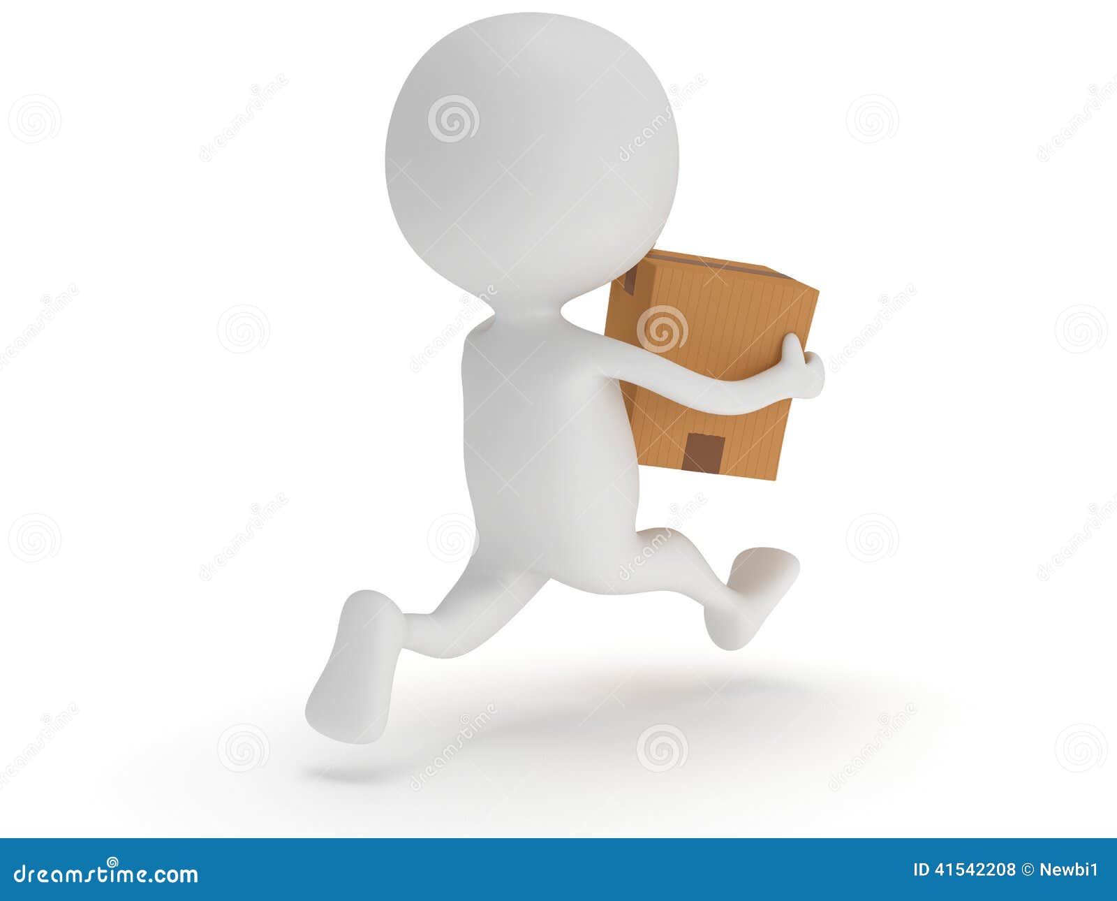 3d Man Icon Running with a Box in His Hand Stock Illustration ...