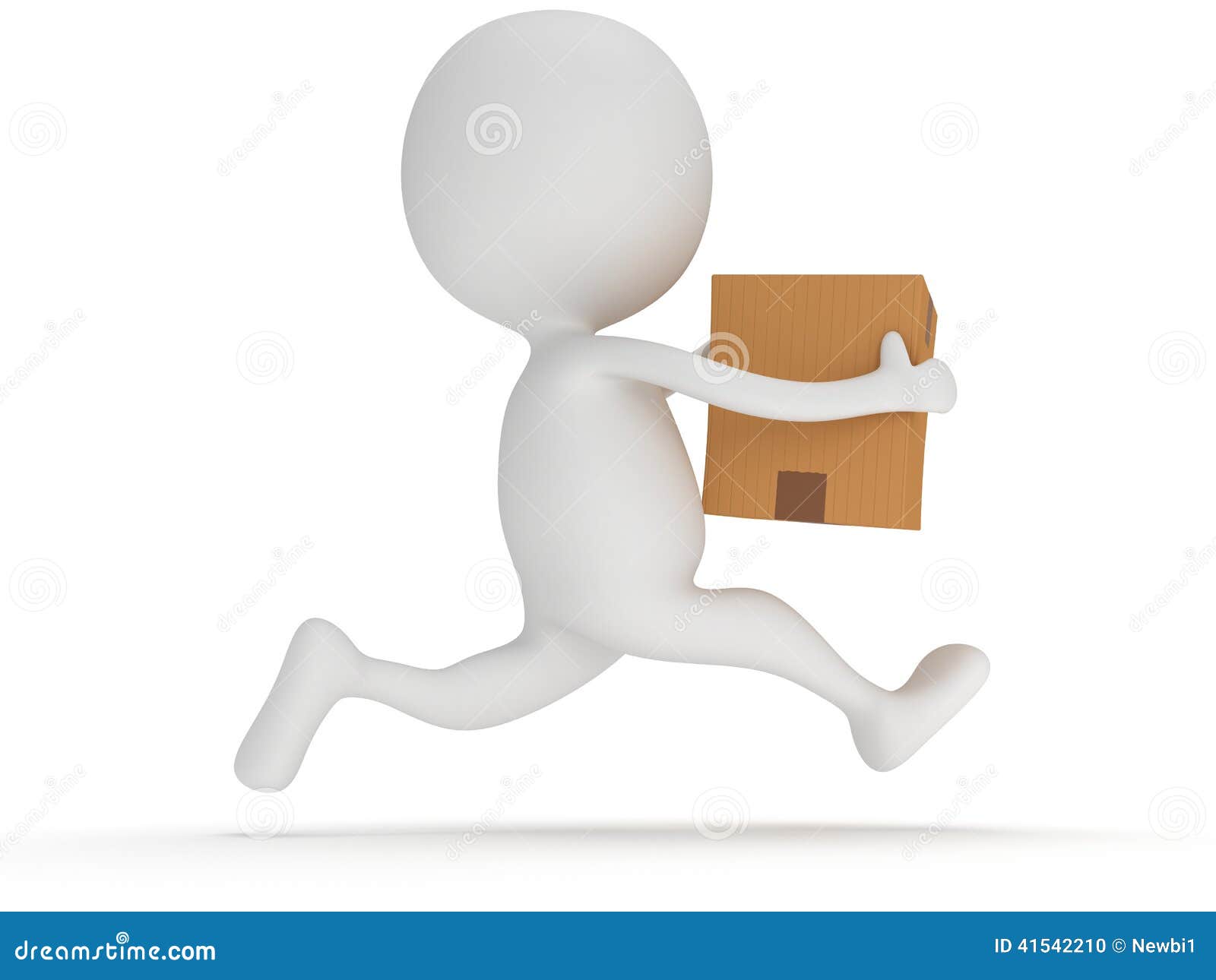 3d Man Icon Running with a Box in His Hand Stock Illustration ...