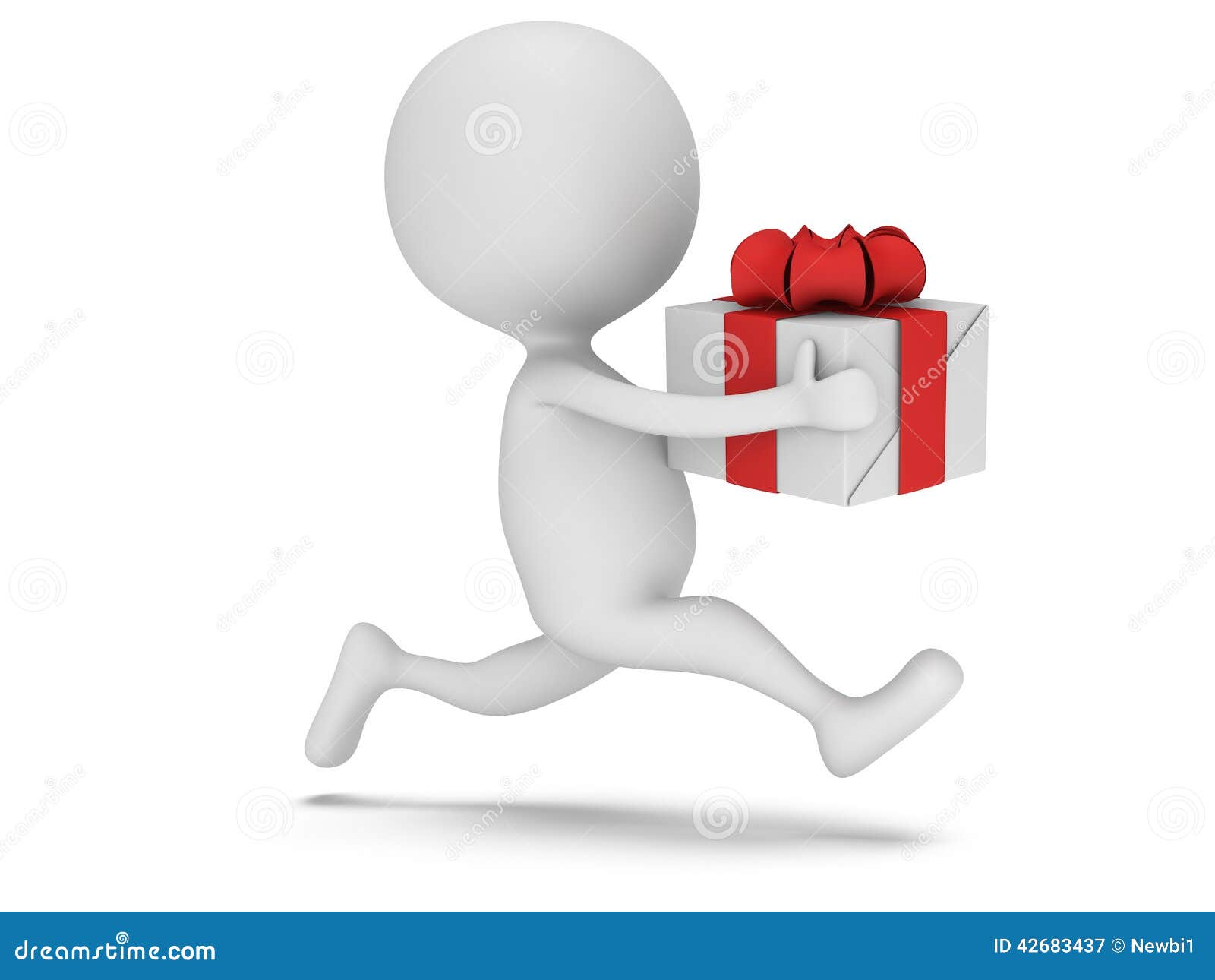 3d Man Icon Running with Gift Box in His Hand Stock Illustration ...