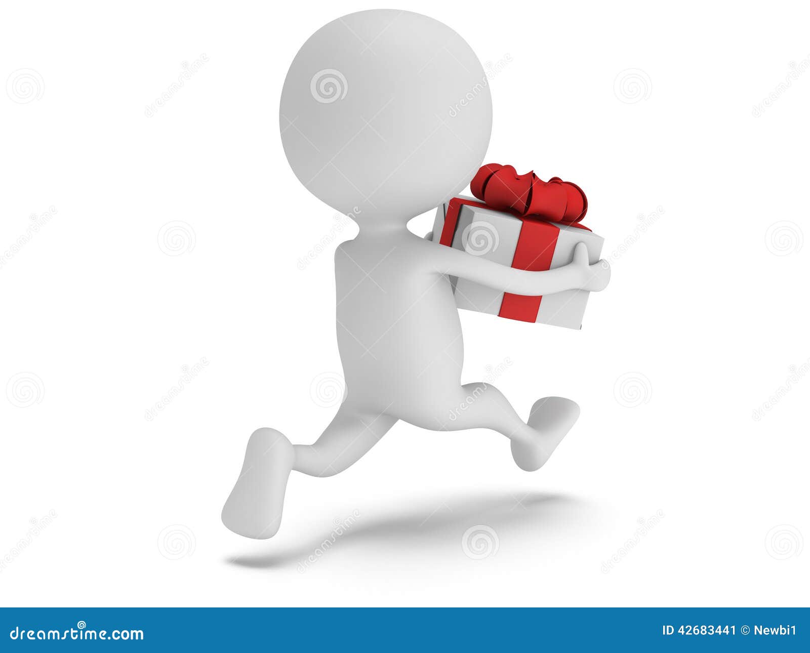 3d Man Icon Running with Gift Box in His Hand Stock Illustration ...
