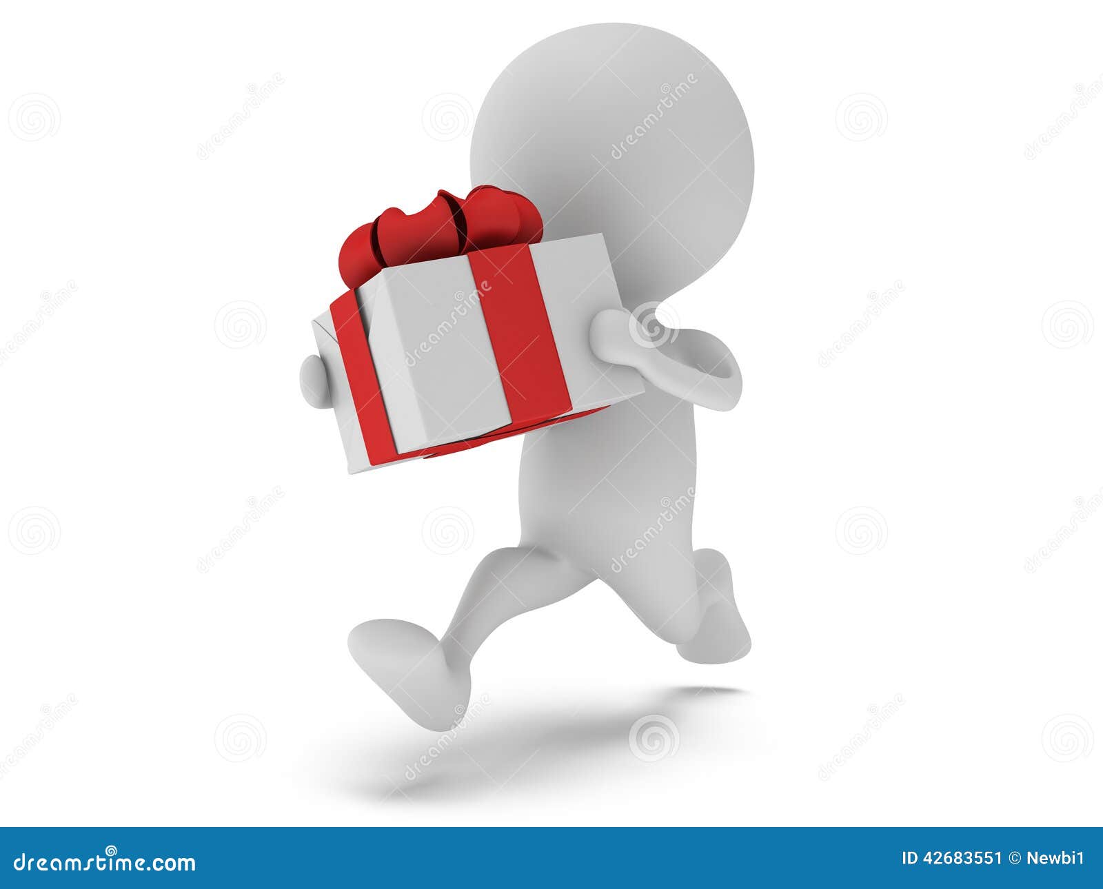 3d Man Icon Running with Gift Box in His Hand Stock Illustration ...
