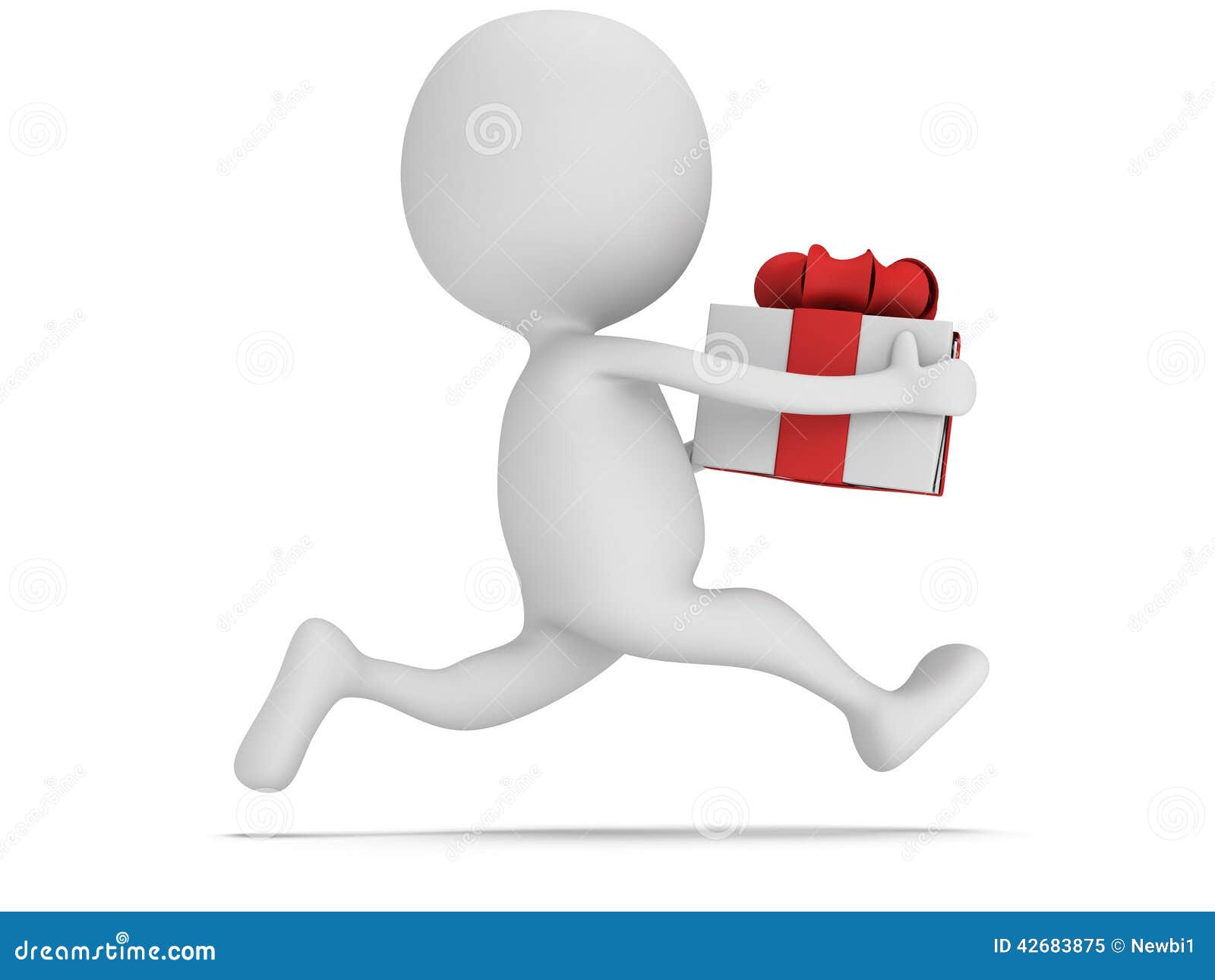 3d Man Icon Running with Gift Box in His Hand Stock Illustration ...