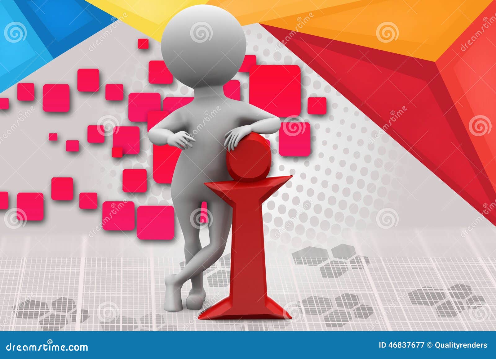 3d Man Information Icon Illustration Stock Illustration - Illustration ...