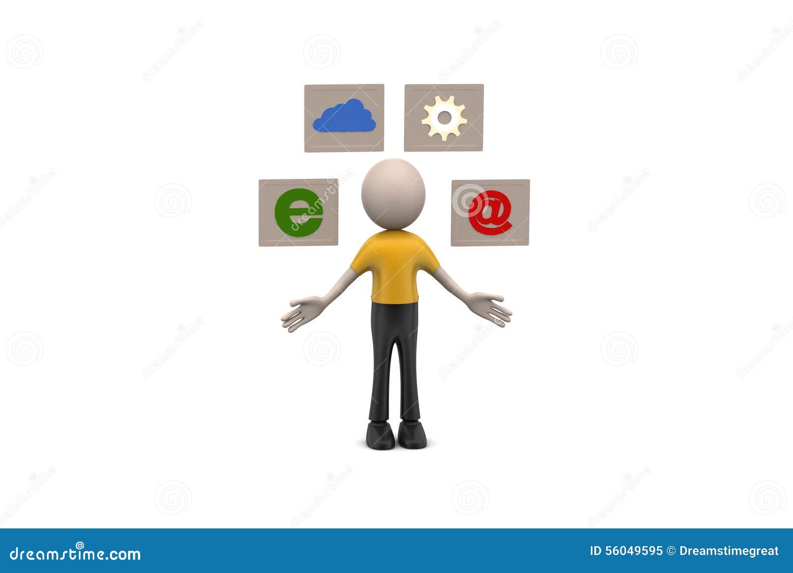 3d man with internet icon stock illustration. Illustration of abstract ...