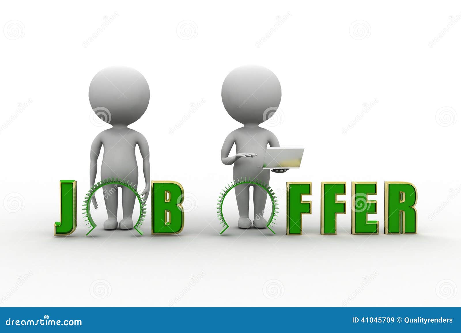 3d Man with Job Offer Concept Stock Illustration - Illustration of ...