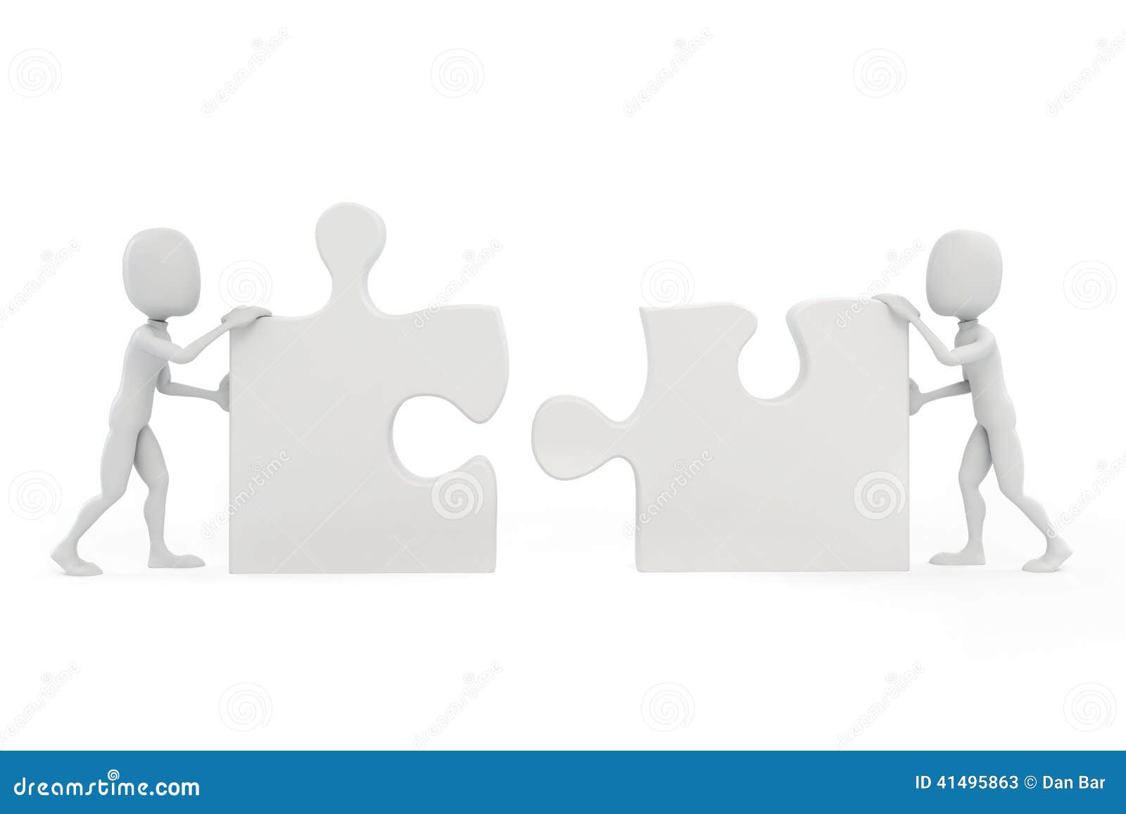 3d Man Joining Two Puzzle Pieces Stock Illustration - Illustration of ...