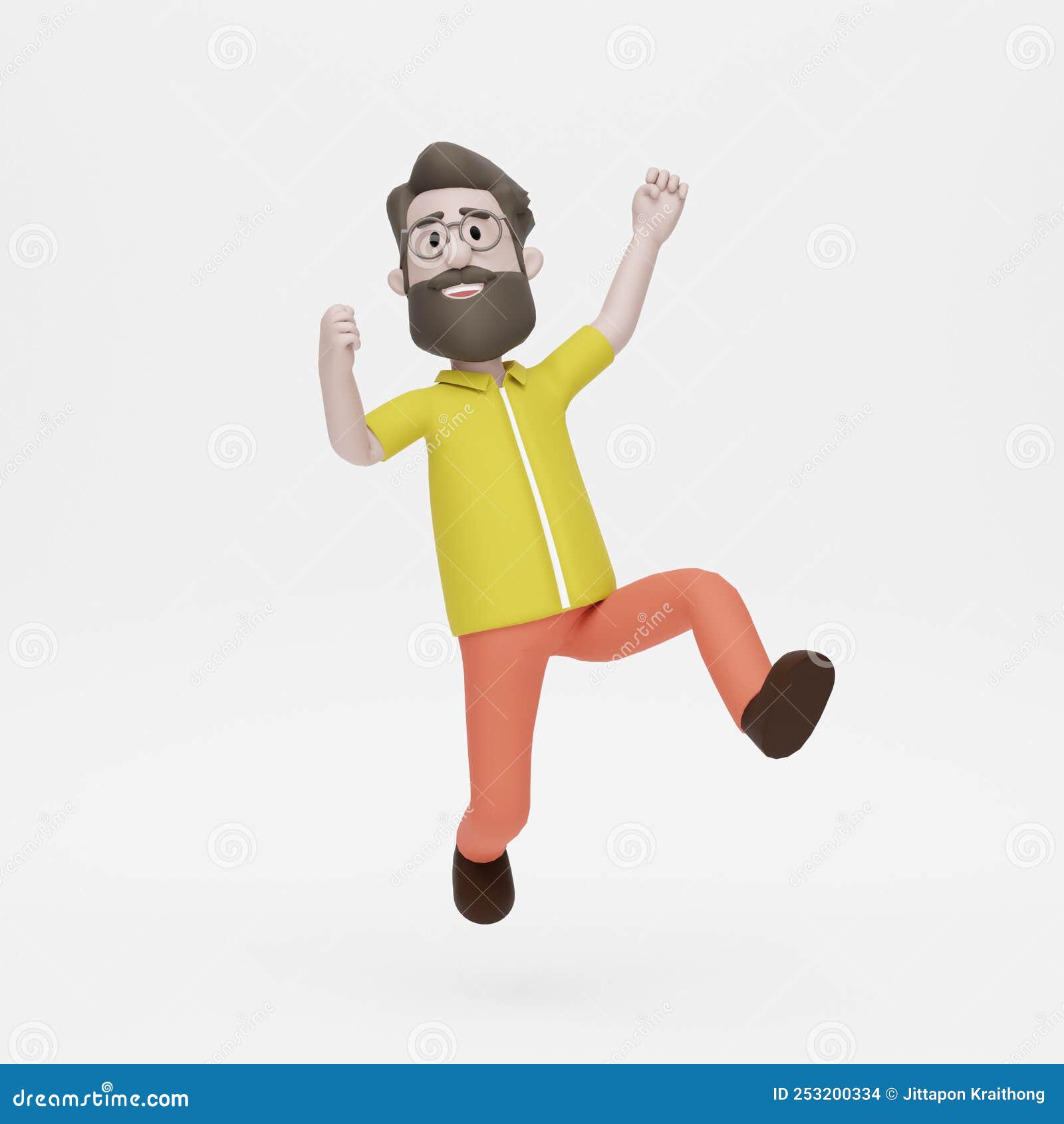 3D Man Jump Happily Surprise Achievement Stock Illustration ...