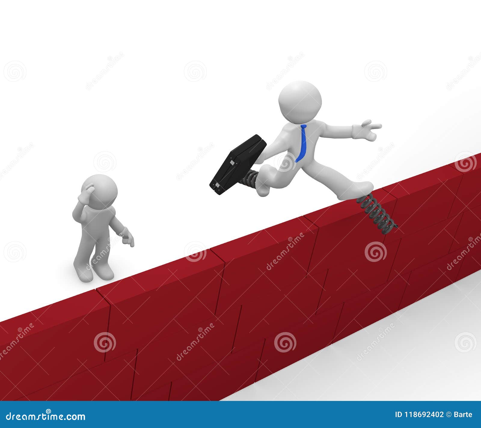 3d Man Jumping Over the Obstacle Stock Illustration - Illustration of ...