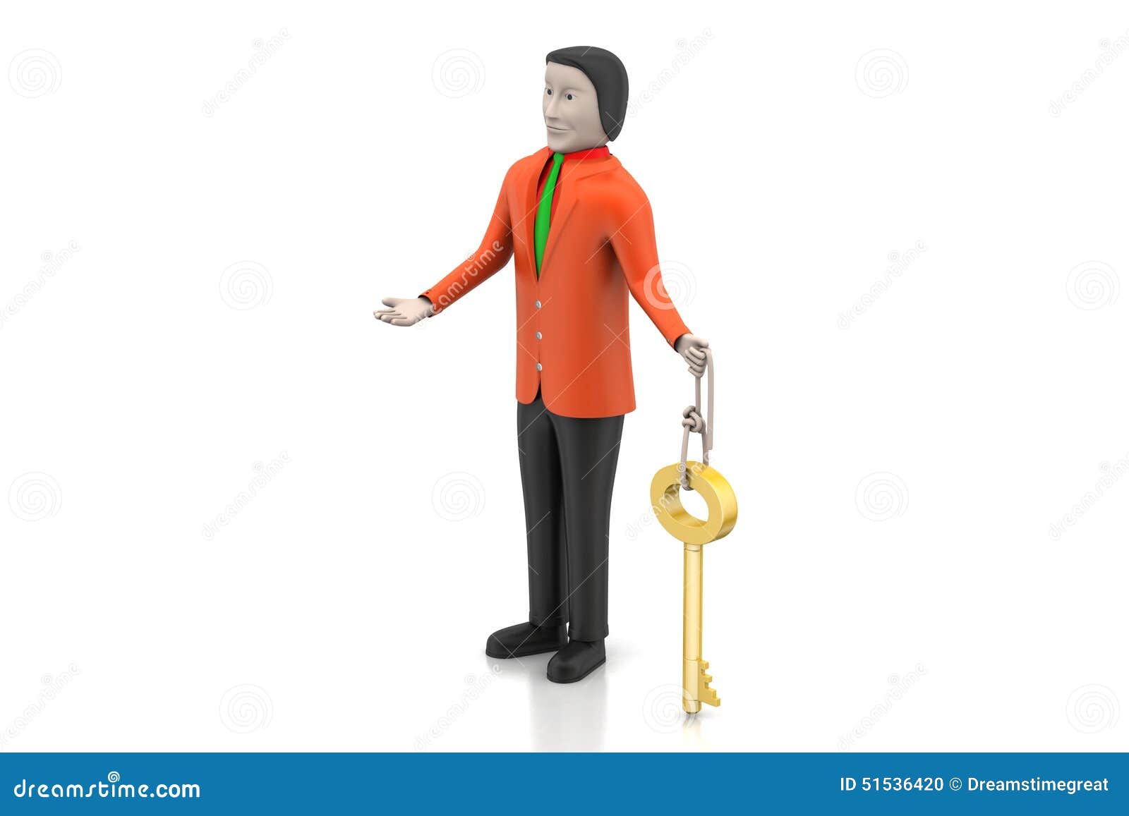 3d man with key stock illustration. Illustration of security - 51536420