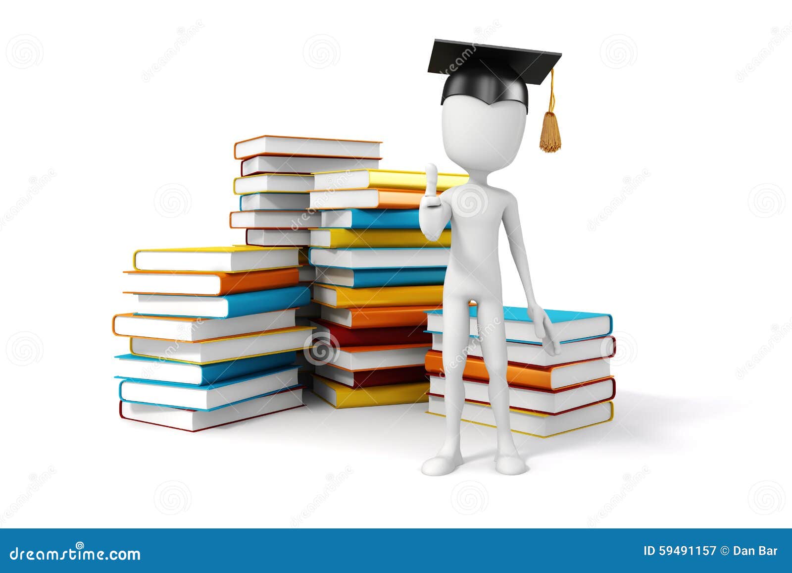 3d Man with Laptop and Books Stock Illustration - Illustration of ...