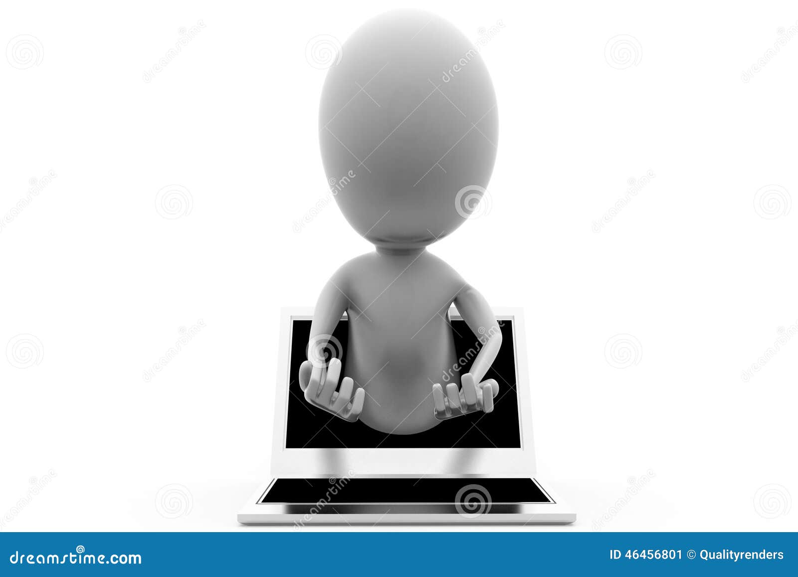3d man from laptop concept stock illustration. Illustration of idea ...