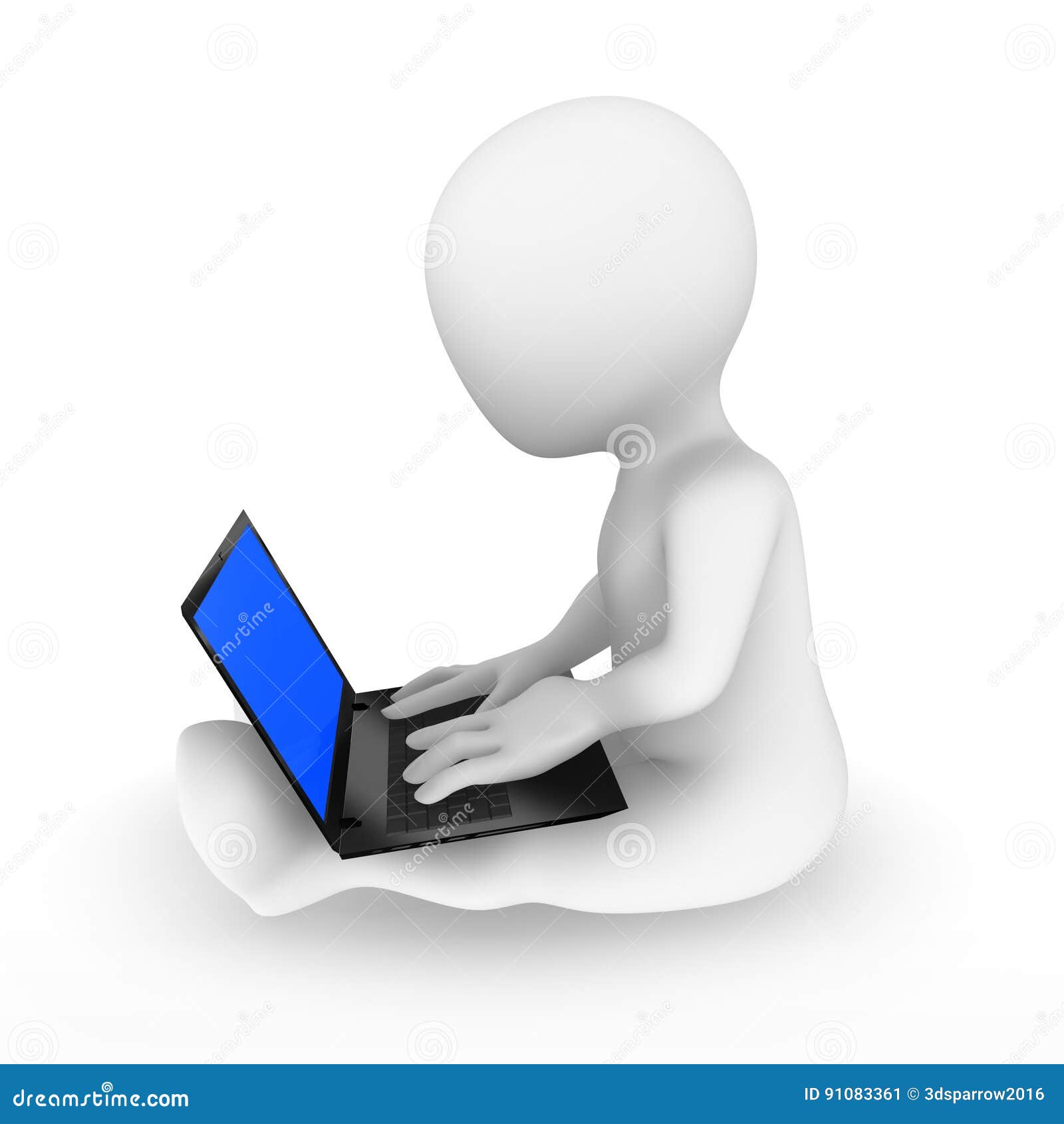 3d man with laptop. stock illustration. Illustration of cartoon - 91083361
