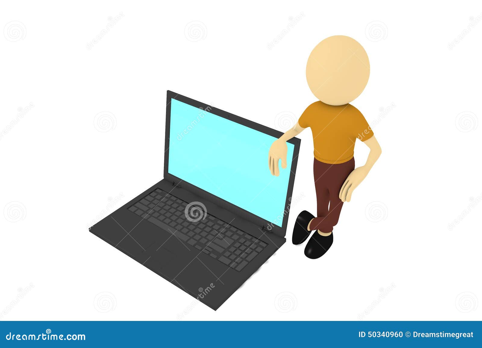 3d man with laptop stock illustration. Illustration of electronic ...