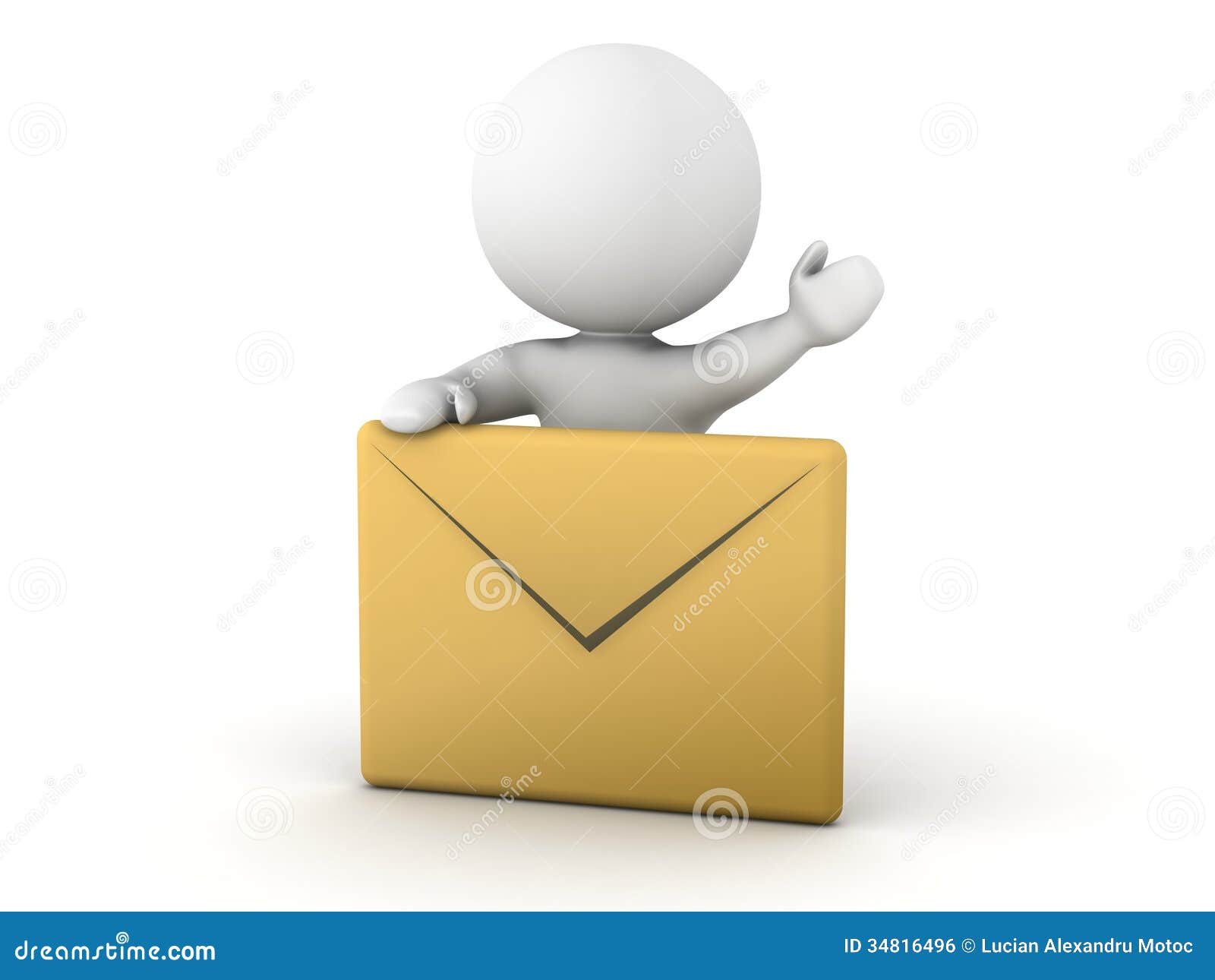 3D Man and Large Mail Envelope Stock Illustration - Illustration of ...