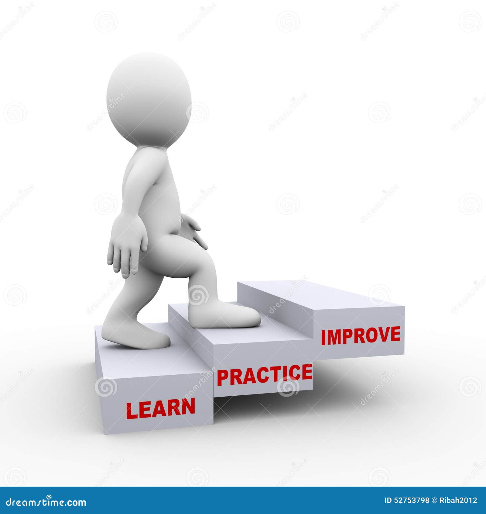 3d Man On Learn Practice Improve Steps Stock Illustration - Image: 52753798 3d Man On Learn Practice Improve Steps Stock Illustration - Image: 52753798