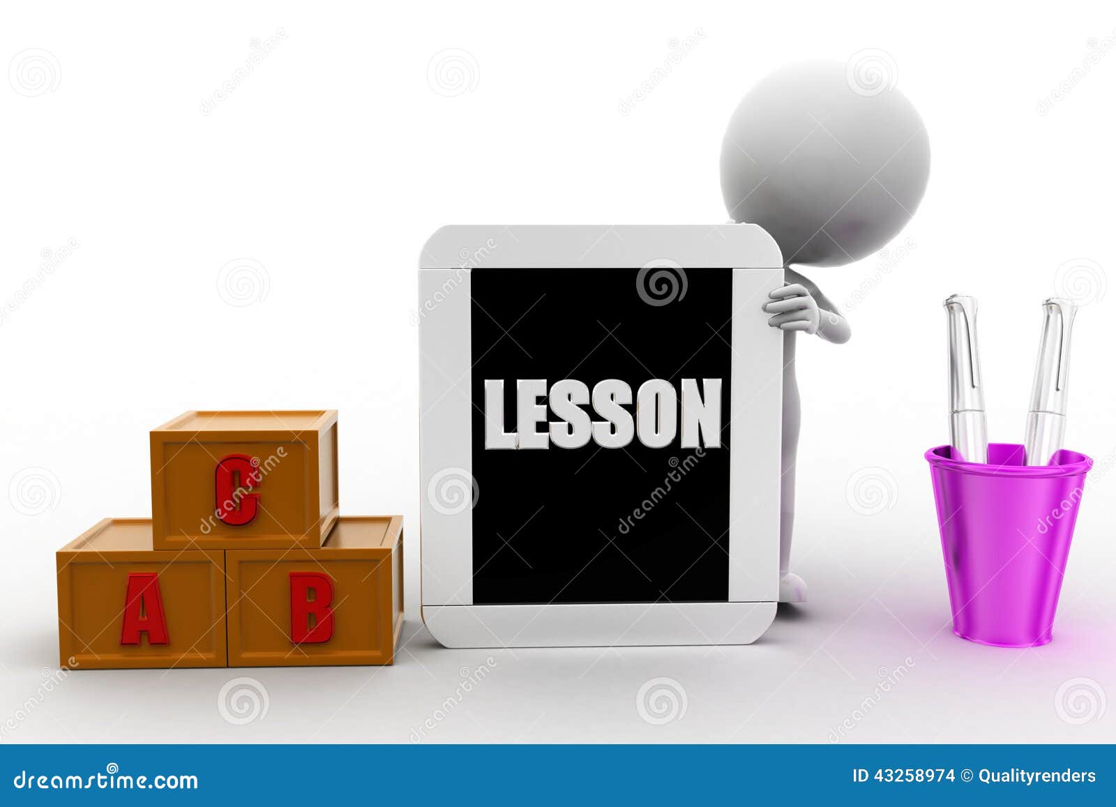 3d man lesson concept stock illustration. Illustration of alphabet ...
