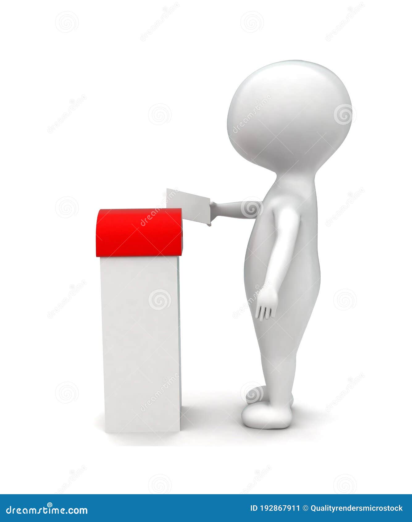 3d Man Letter and Letter Box Concept Stock Illustration - Illustration ...