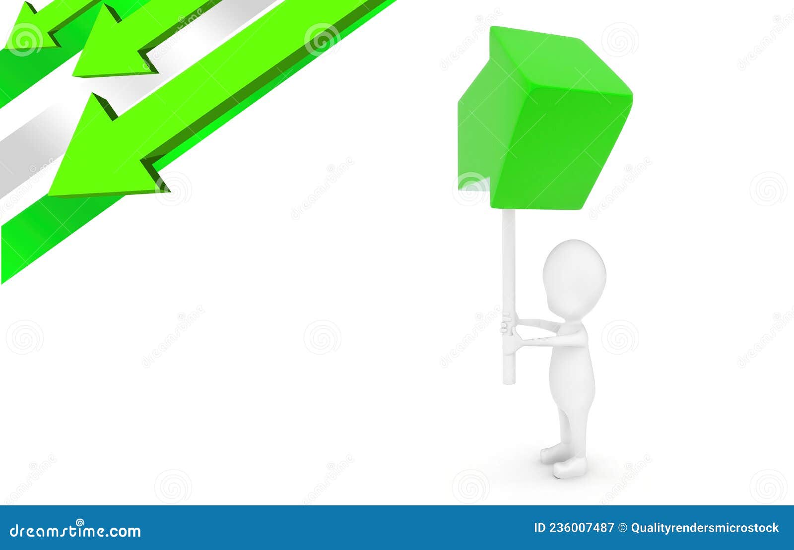 3d Man Lifted Up a Arrow by His Hands Concept Stock Illustration ...