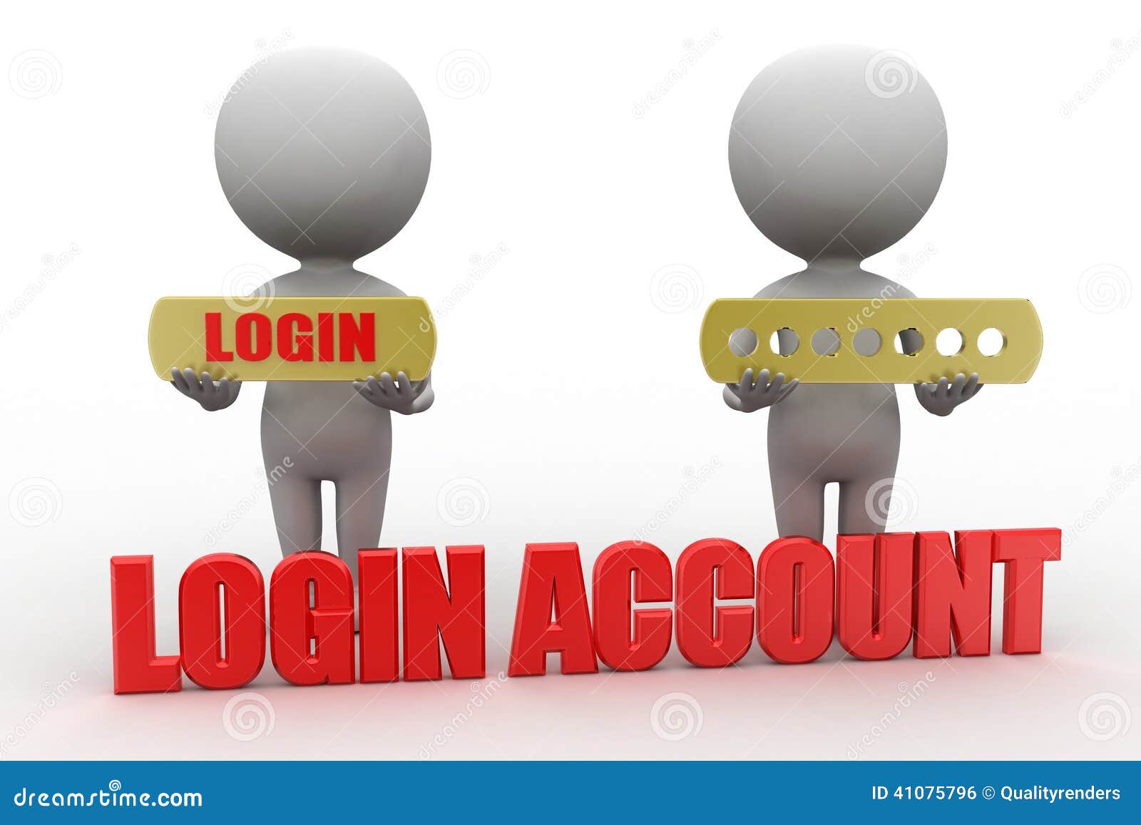 3d Man with Log in Account Concept Stock Illustration - Illustration of ...