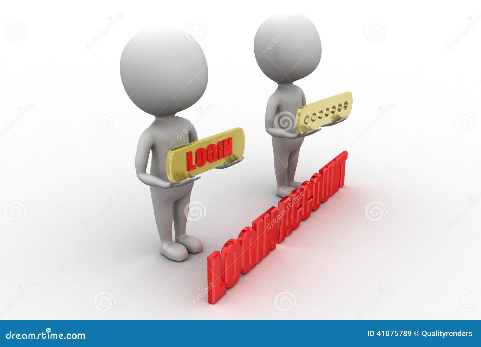 3d Man with Log in Account Concept Stock Illustration - Illustration of ...